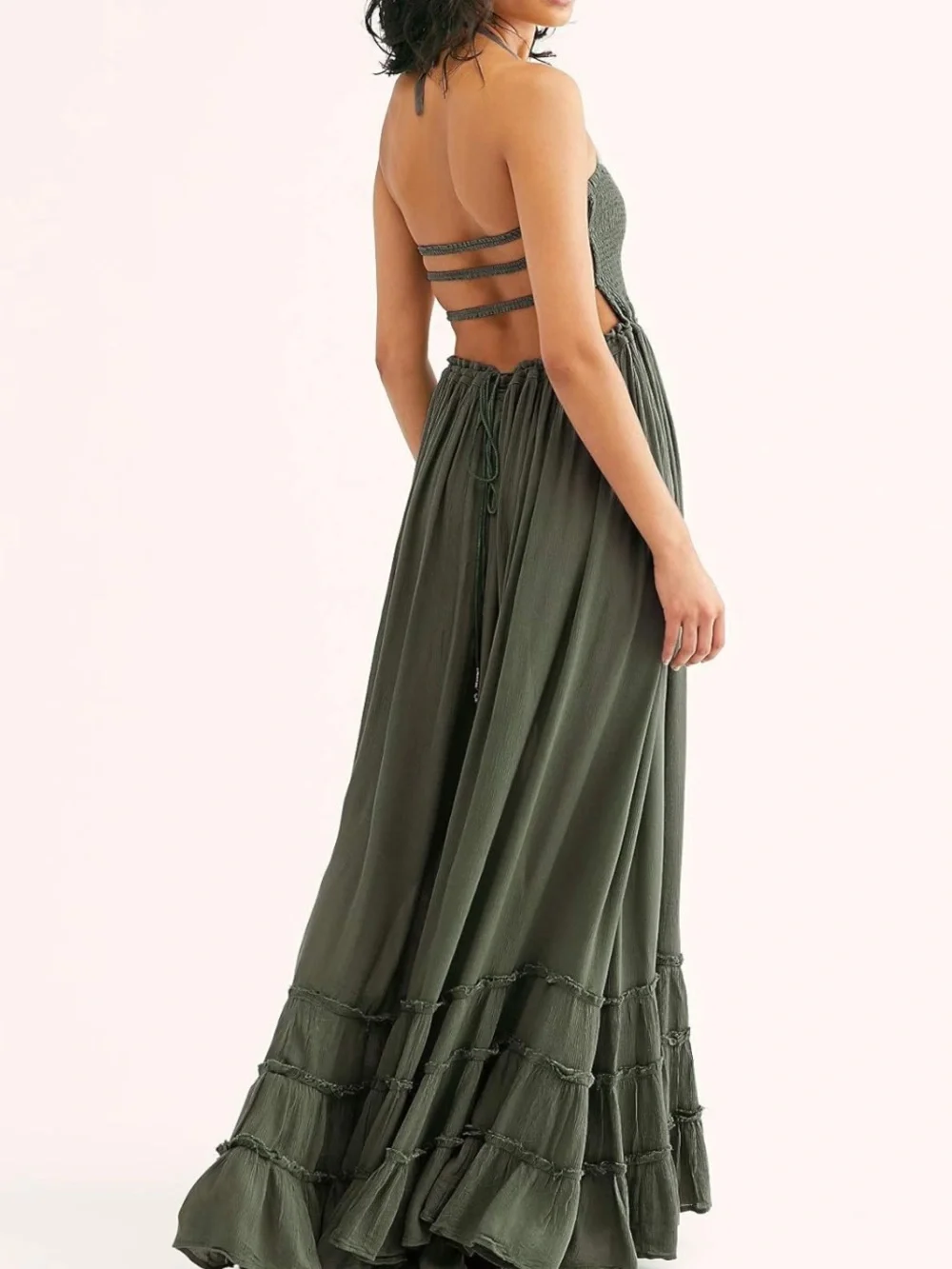 Dresses | Olive Green Halter Maxi Dress Women | Poshmark